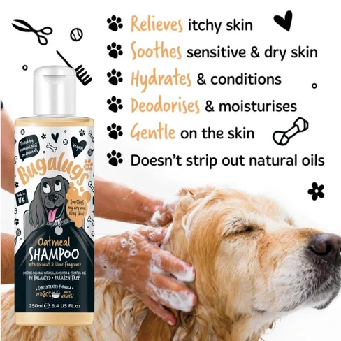 Bugalugs Oatmeal Dog Shampoo with Coconut and Lime Fragrance ...