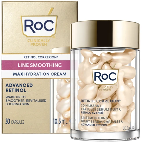 Roc Retinol Correxion Line Smoothing Night Serum Capsules Advanced ...