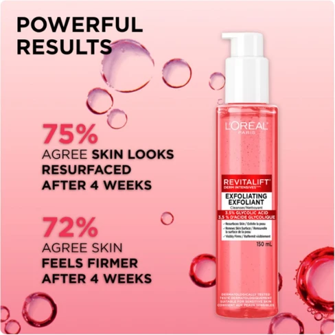 L'Oréal Paris Revitalift Exfoliating Serum Cleanser 3.5% Glycolic Acid ...