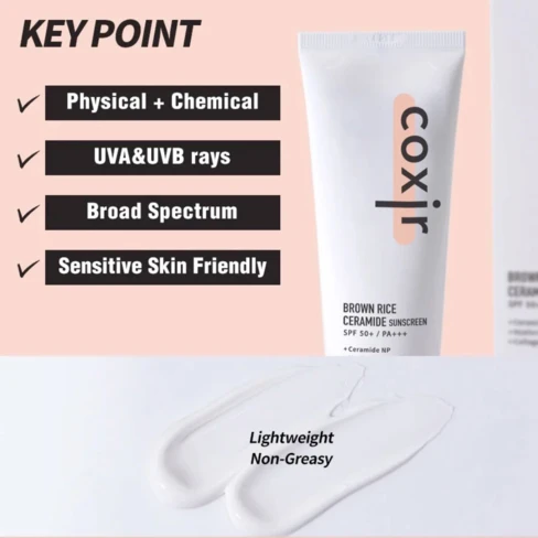 Coxir Brown Rice Ceramide Sunscreen SPF50+ PA+++ - SweetCare Malaysia