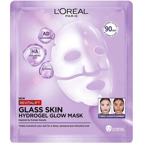 L'Oréal Paris Revitalift Filler Glass Skin Facial Hydrogel Glow Mask ...