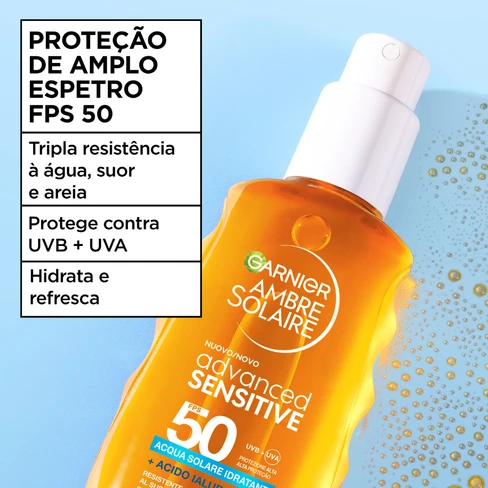 Ambre Solaire ماء مرطب حساس متطور مرطب مرطب للطاقة الشمسية SPF50 ...