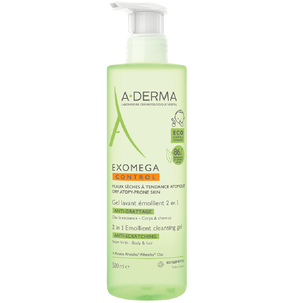 A Derma Exomega Control Gel de baño Cuerpo/Cabello para pieles atópicas ...