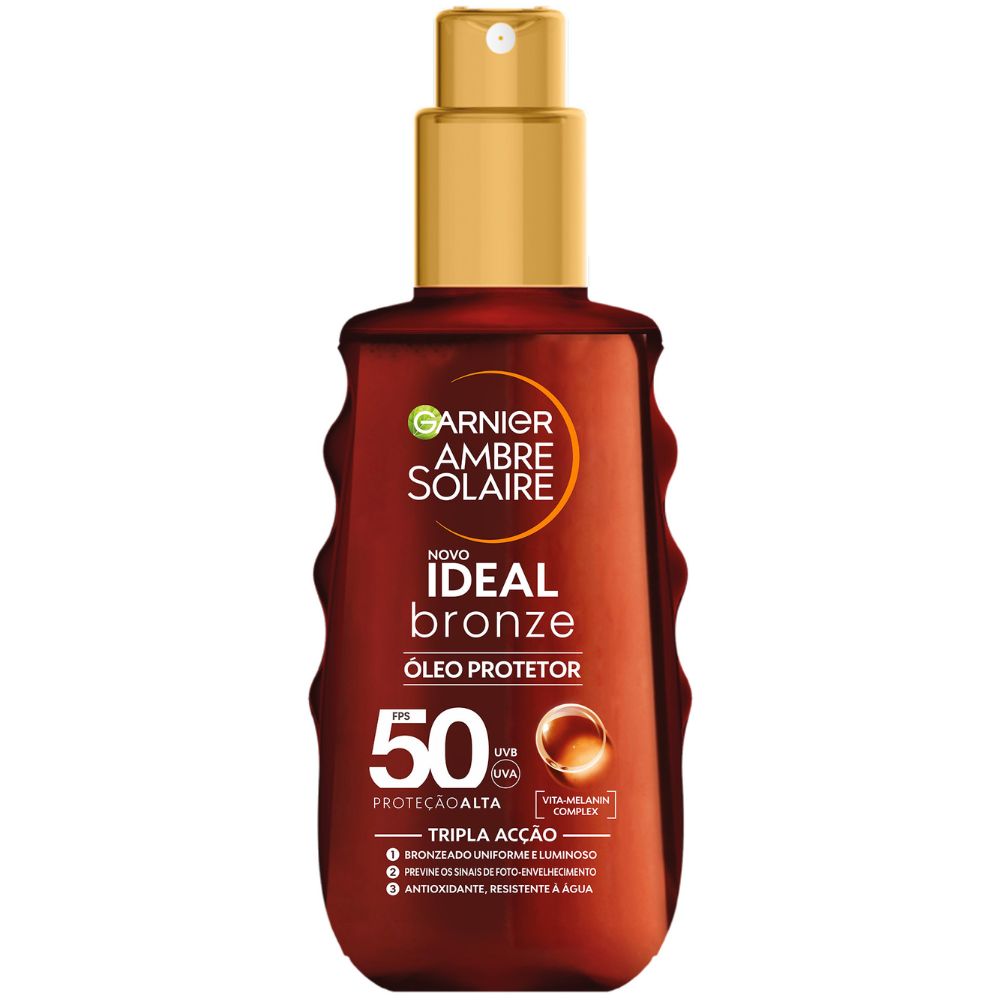 Garnier Ambre Solaire Huile protectrice Ideal Bronze SPF50 triple ...