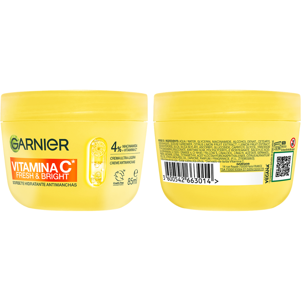 Garnier Vitamin C Crème hydratante au sorbet pour le visage, fraîche et ...